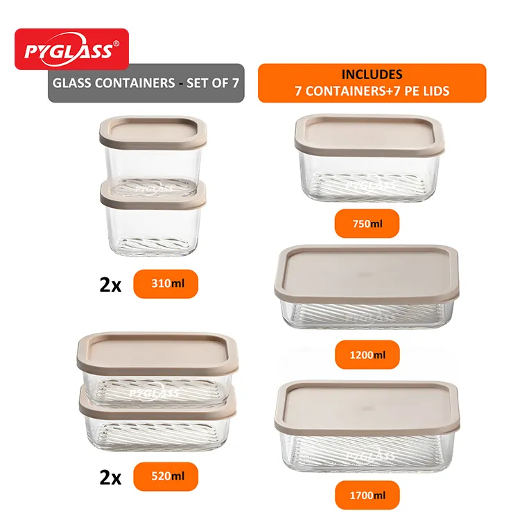 Best nesting glass food storage containers with Lids – Set of 7 ...